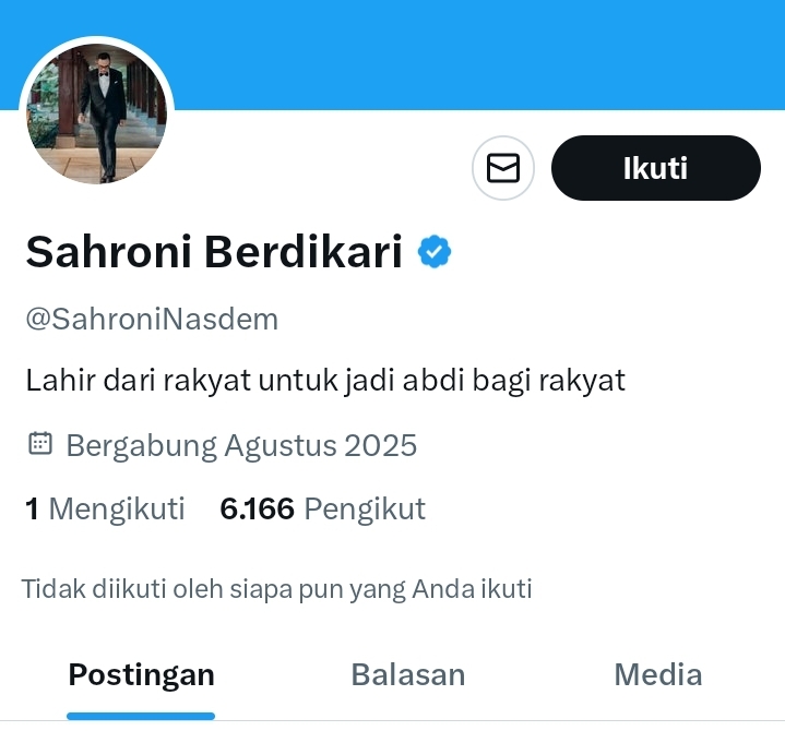 Fraksi NasDem Klarifikasi: Akun ‘Sahroni Berdikari’ Bukan Milik Ahmad ...